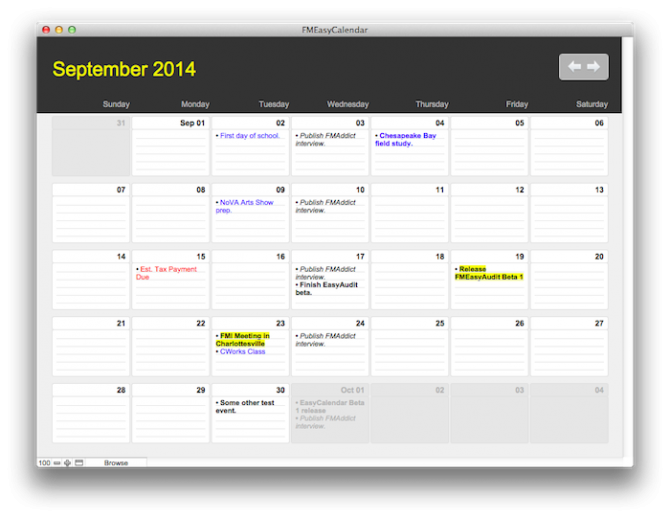 FileMaker EasyCalendar: Free Calendar Beta Soon